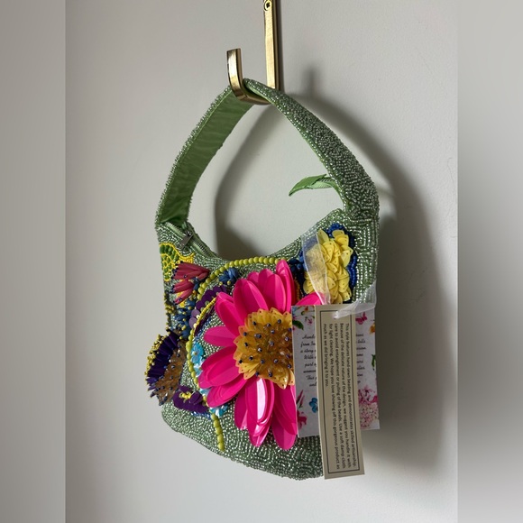 Bags | Viral Beaded Made In India Green Floral Handbag | Poshmark